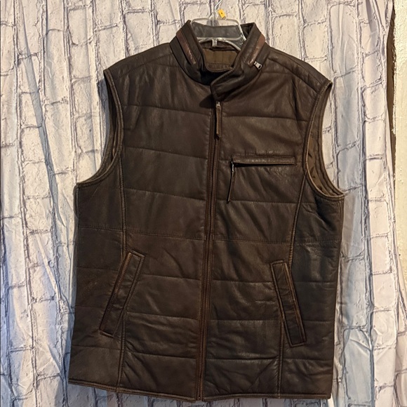 Stetson | Jackets & Coats | Stetson Mens Leather Puffy Vest Brown Md ...